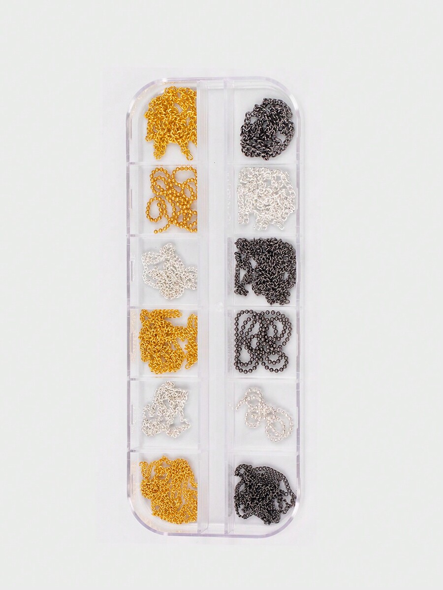 12 Grid Gold, Silver And Black Small Chains Y2K Aesthetics, DIY ...