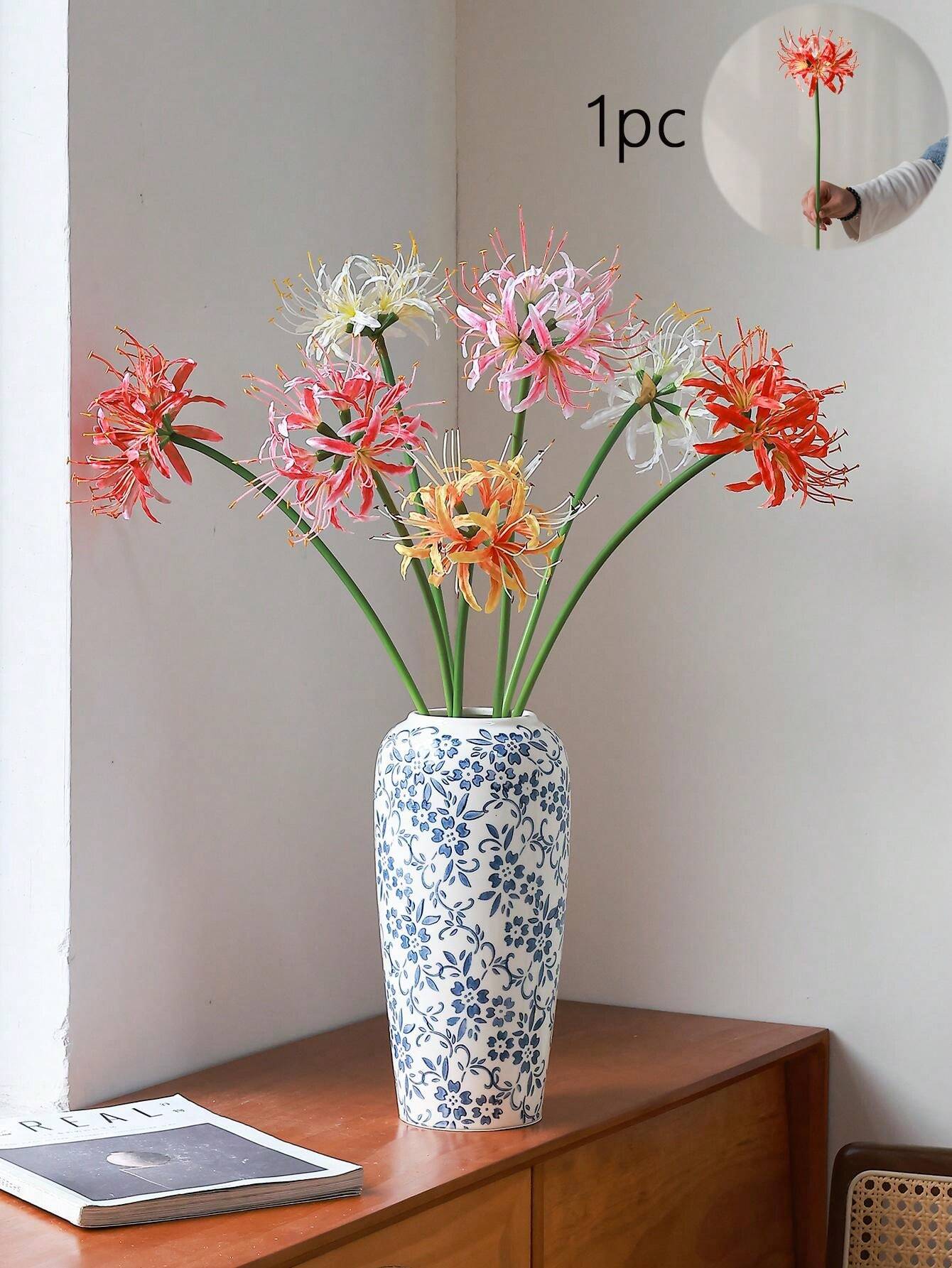 1 pieza Flor Artificial de Ajo/Lirio Araña/Amarilis de Piedra, 25.6in ...