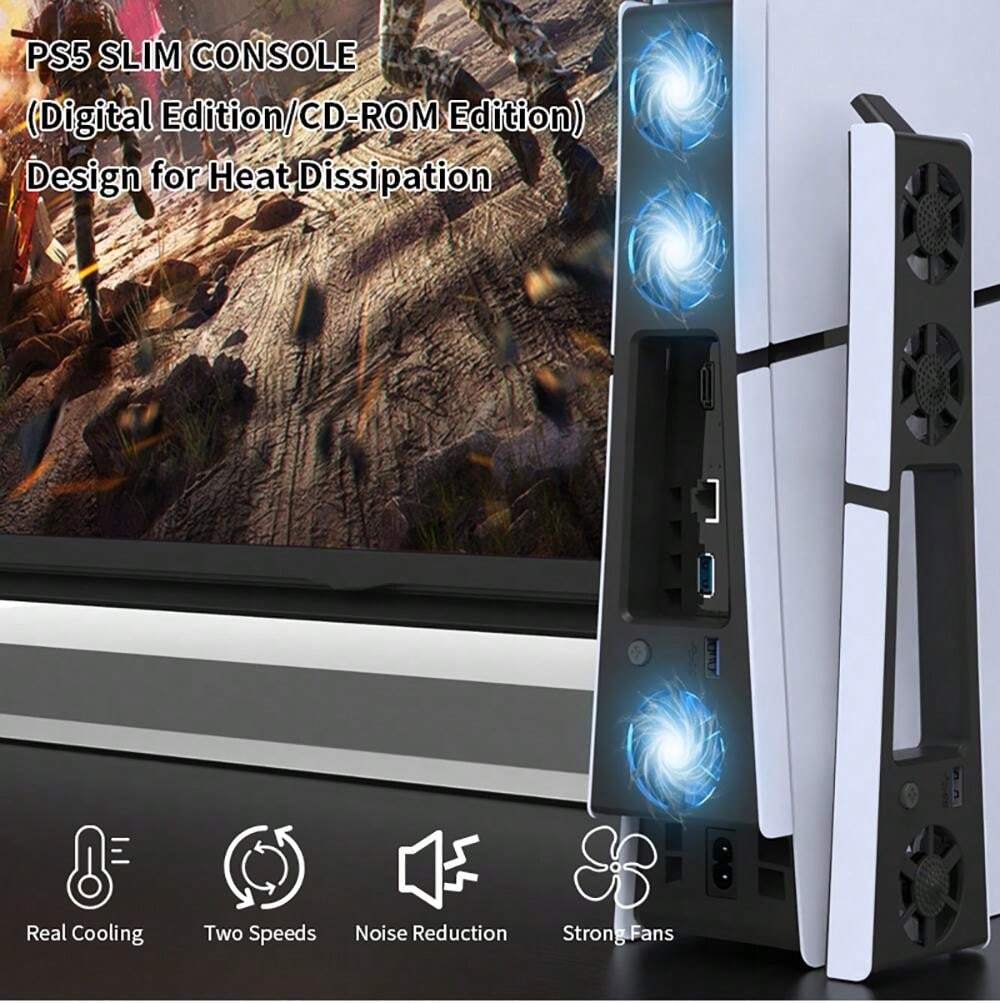 TOPWOLF USB COOLING FAN FOR PS 5 SLIM CONSOLE Ps 5 Cooling Fan Built-In ...