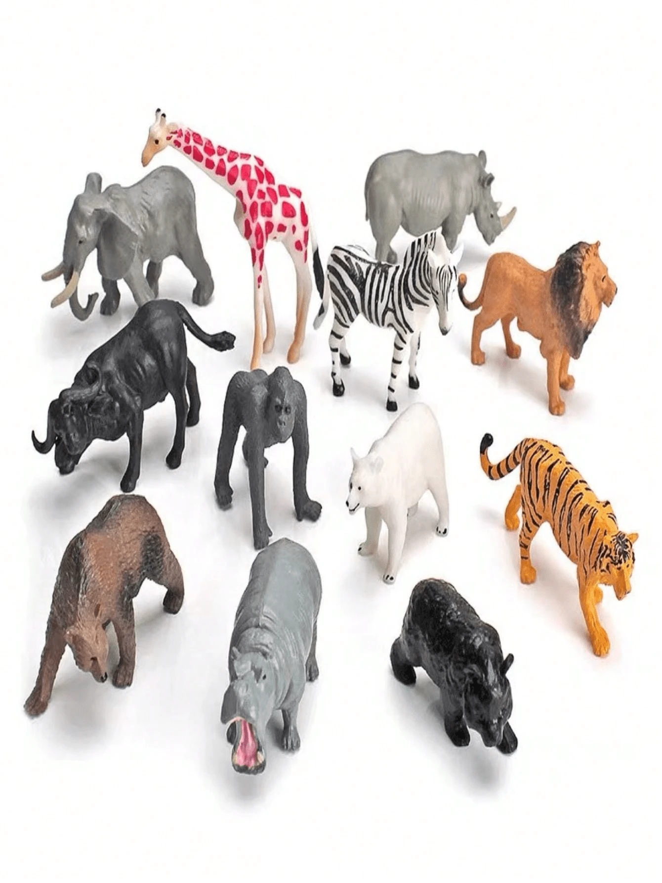 12pcs Small-Medium Sized Wild Animal Model Set For Children's Early ...
