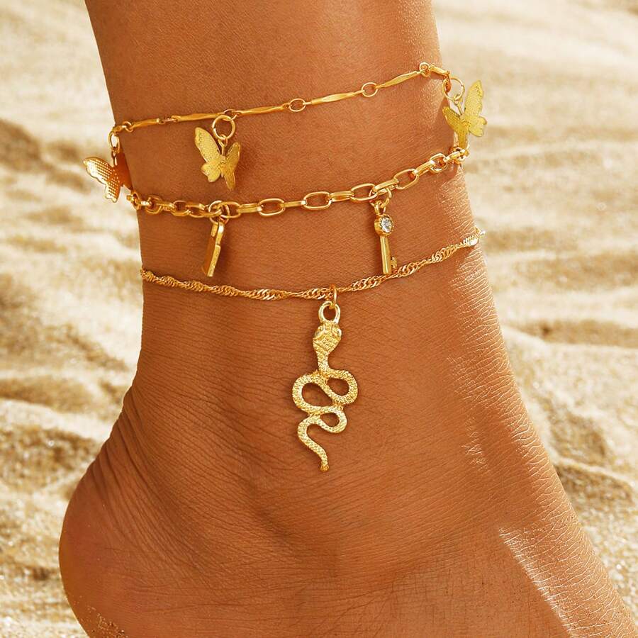 Multi-Layer Butterfly Snake Anklet Female Niche Ins Versatile Stacked ...