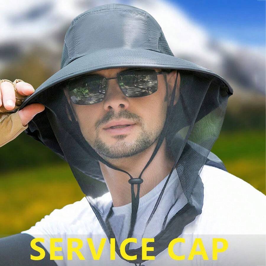 1pc Men's Bucket Hat With Net Mesh, Summer Anti-Mosquito Insect Sun ...