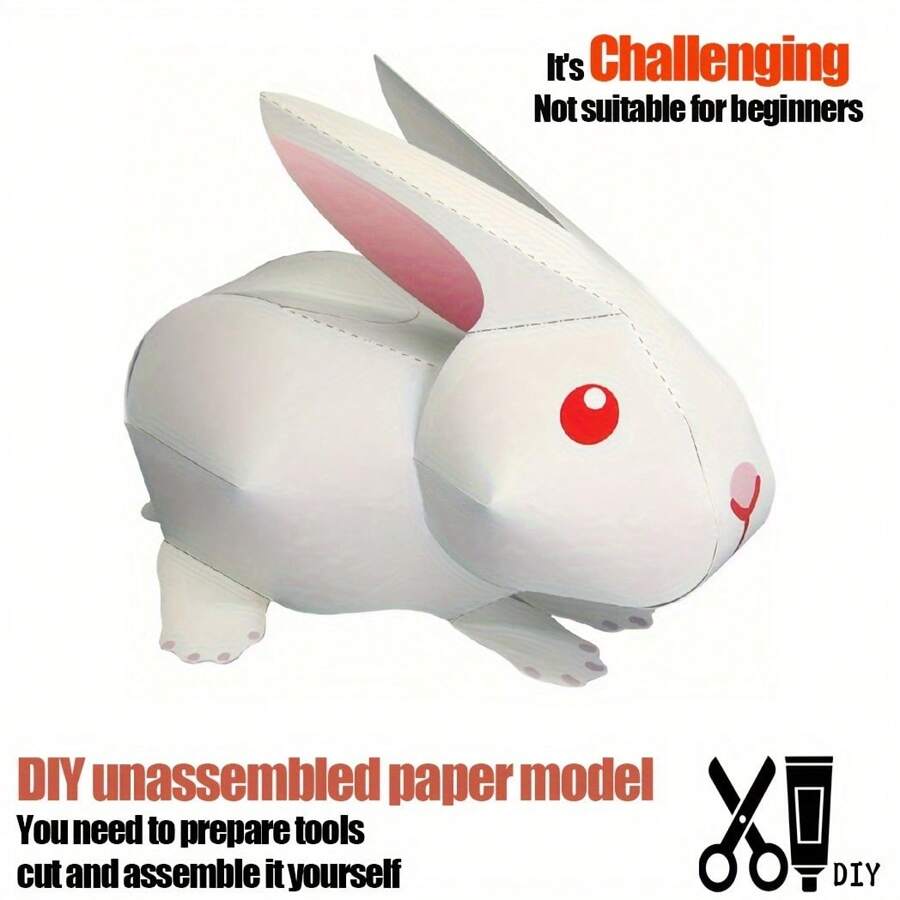 Cute Rabbit Simple DIY 3D Paper Model Parent-Child Handmade Folding ...