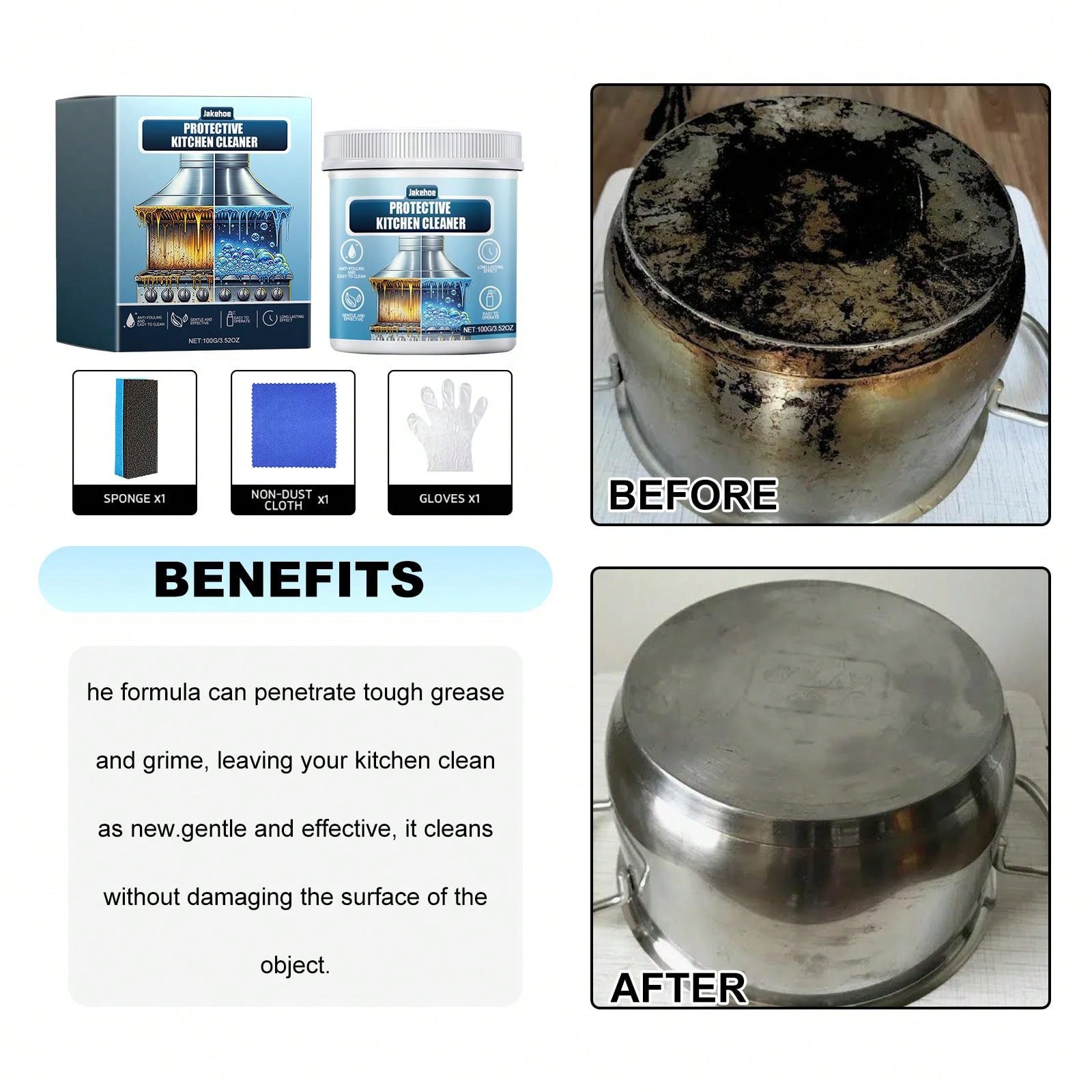 Kitchen Grease Cleaner Powder Multi-Purpose For Cleaning Heavy Grease ...