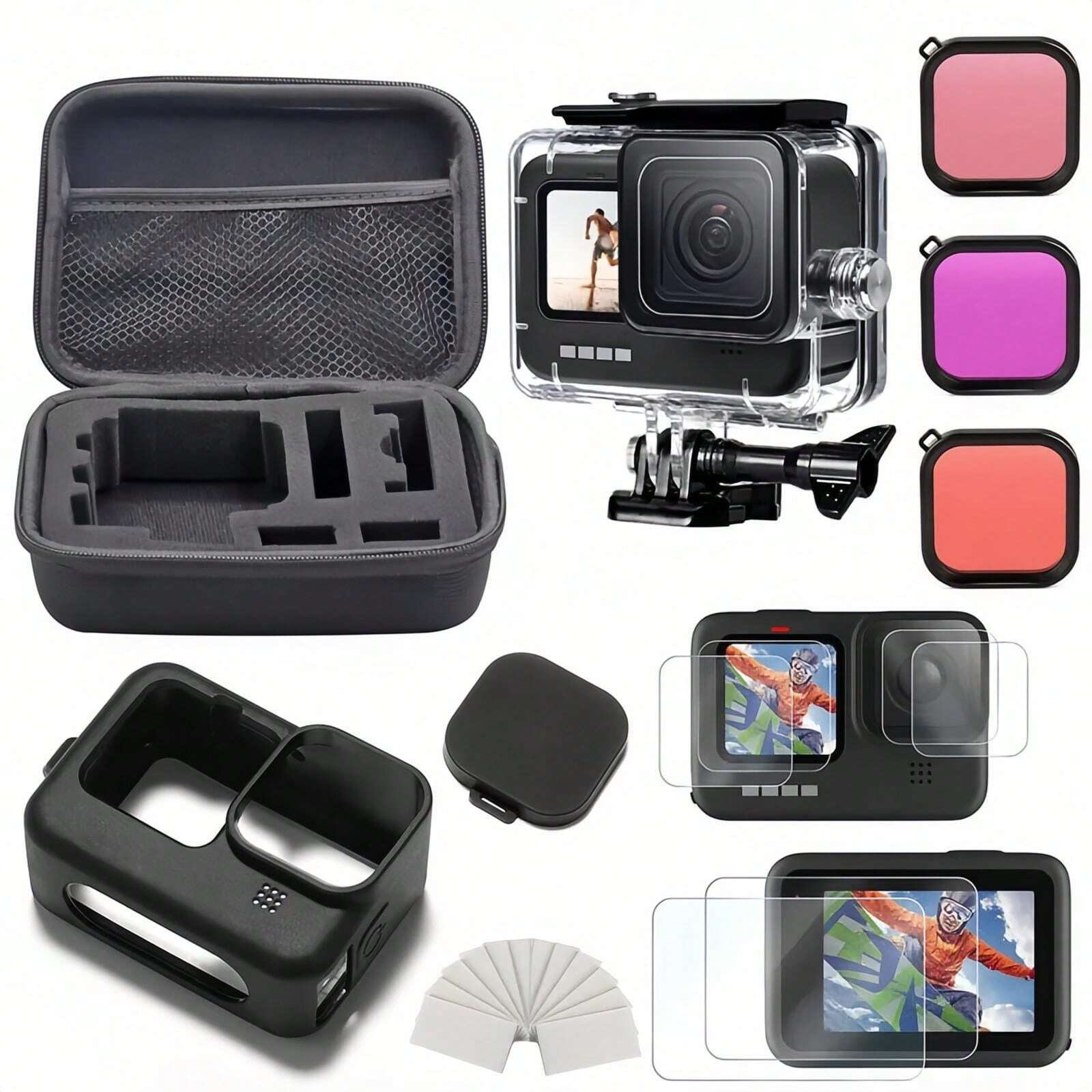 Accessories Kit For Gopro Hero 12 11 10 9 Black Carrying Waterproof ...