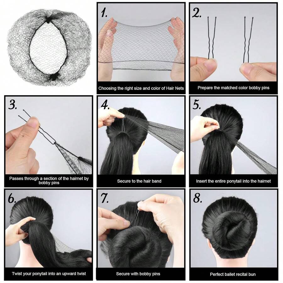 Durable Nylon Hair Net For Bun Hair Hairstyle Tool Black 7Mm Hole Wig ...