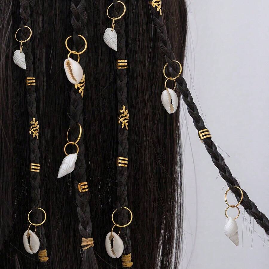 40 Pieces Golden Wavy Hair Tie Hollow Alloy Braid Punk Hair Tie Braid ...