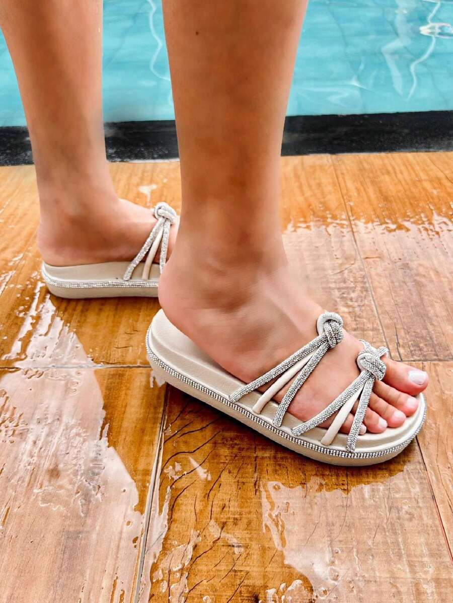 Sandália plataforma feminina de pedraria papete birken flatform manta ...