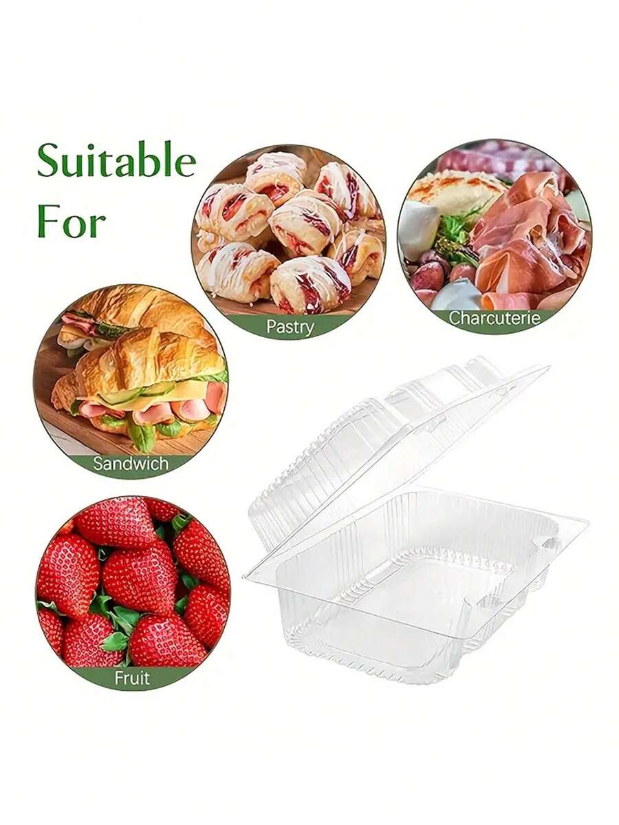 15 Transparent Plastic Hinged Takeout Containers, Ideal For Food ...