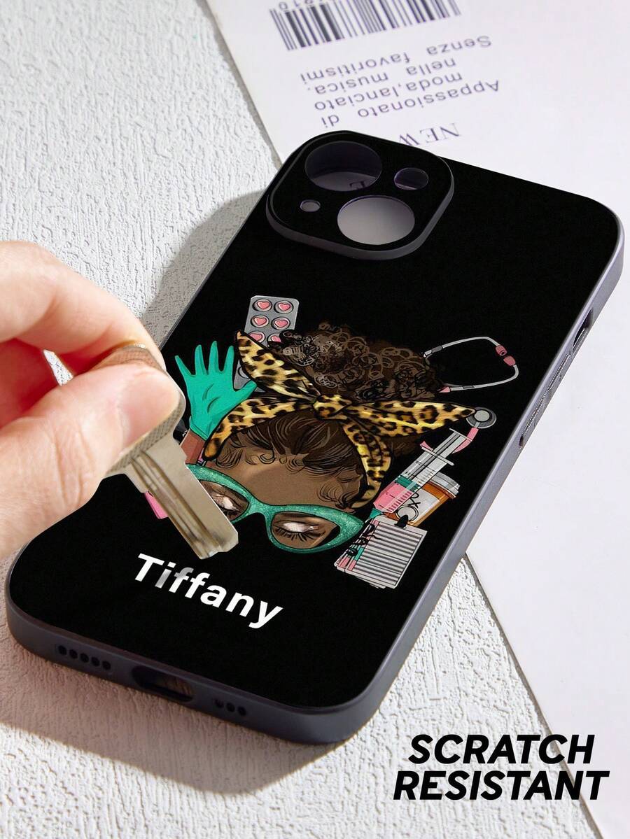 1pc Custom Name Nurse Phone Case, Personalized Black Phone Case For ...