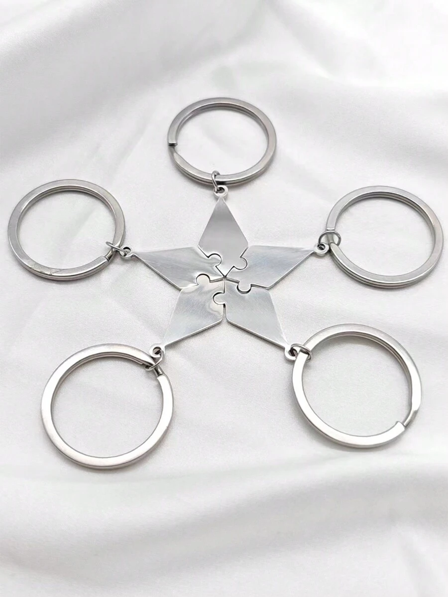A Set Of 5 Stainless Steel And Titanium Steel Keychains For Best ...