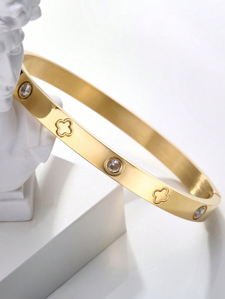 1pc Titanium Steel Bangle, Mirror Polished, Vacuum Plated, Not Easy To ...