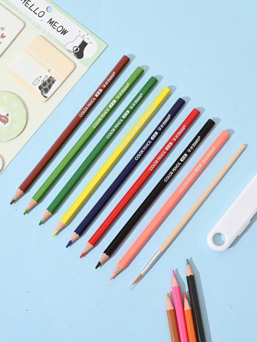 12pcs Water Soluble Colored Pencil Set In Tube, Cartoon Professional ...
