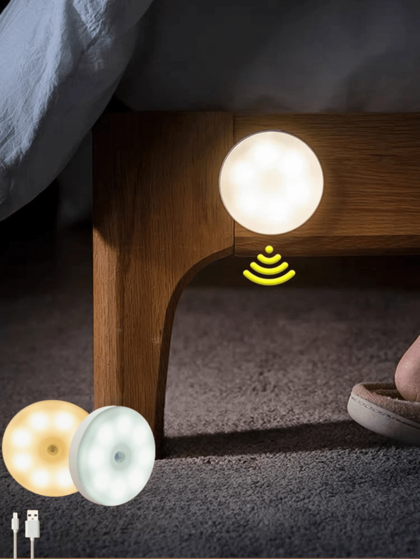 1/2/4pcs Usb Rechargeable Wall Lamp With Motion Sensor, Sticky Magnetic ...