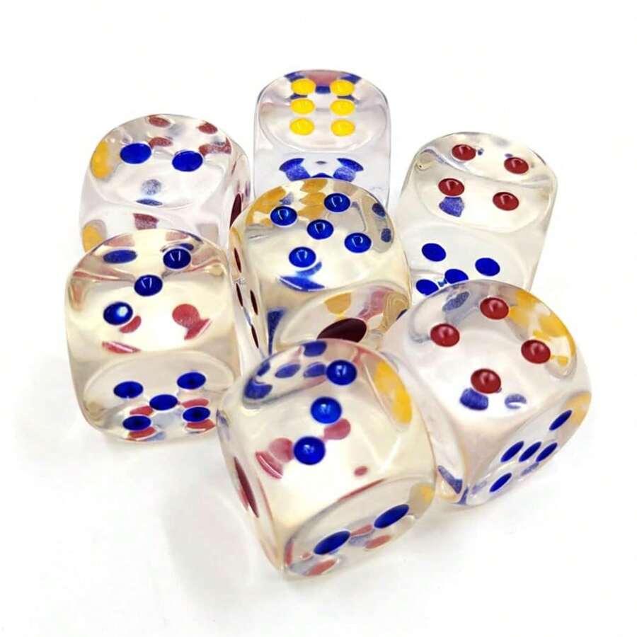 Acrylic Transparent Dice Set - 12mm Hexahedral Rounded Corners ...