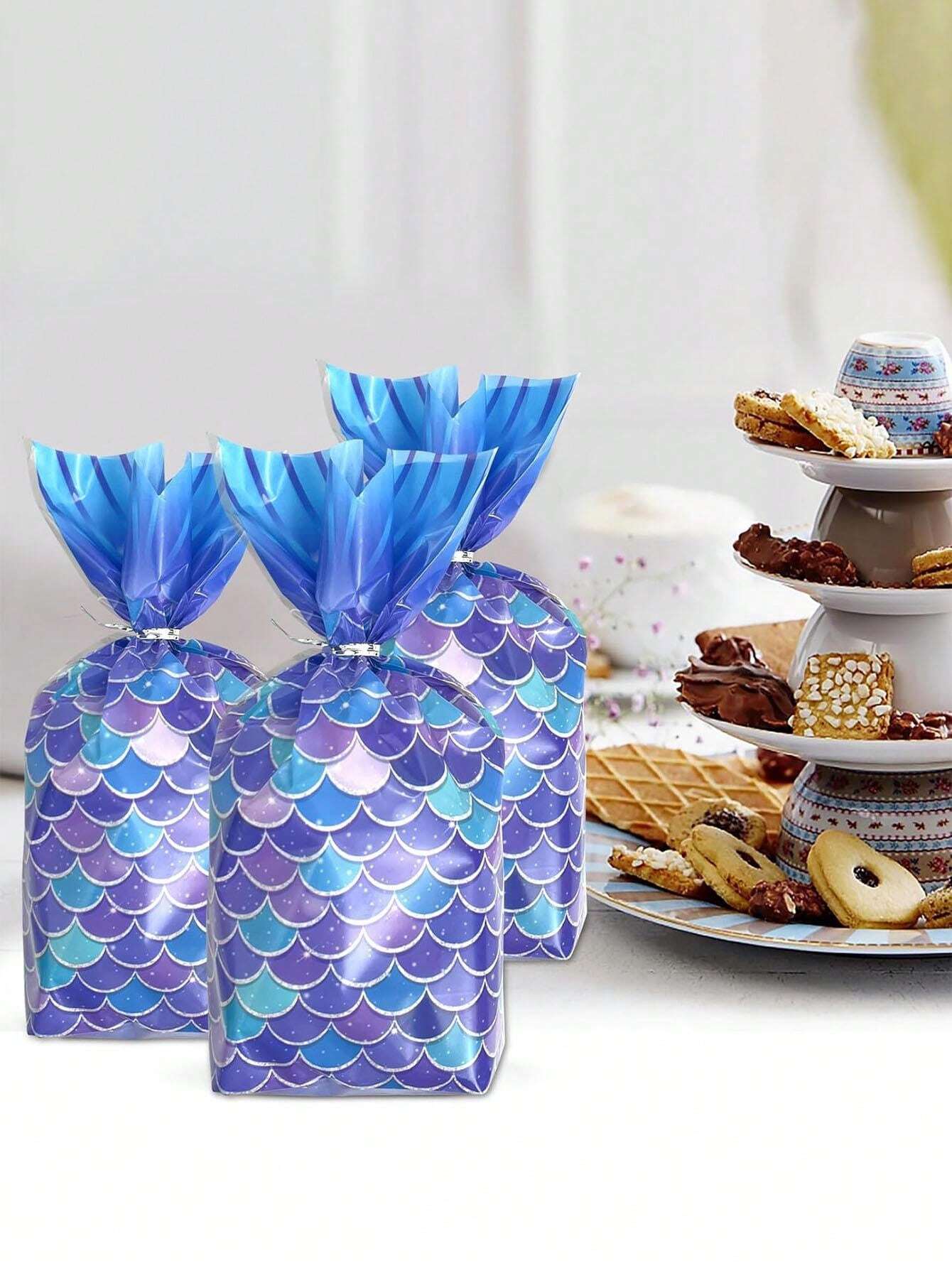 30pcs Mermaid Party Favor Bags, 30 Mermaid Candy Bags, Mermaid Glassine ...