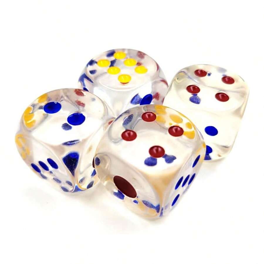 Acrylic Transparent Dice Set - 12mm Hexahedral Rounded Corners ...