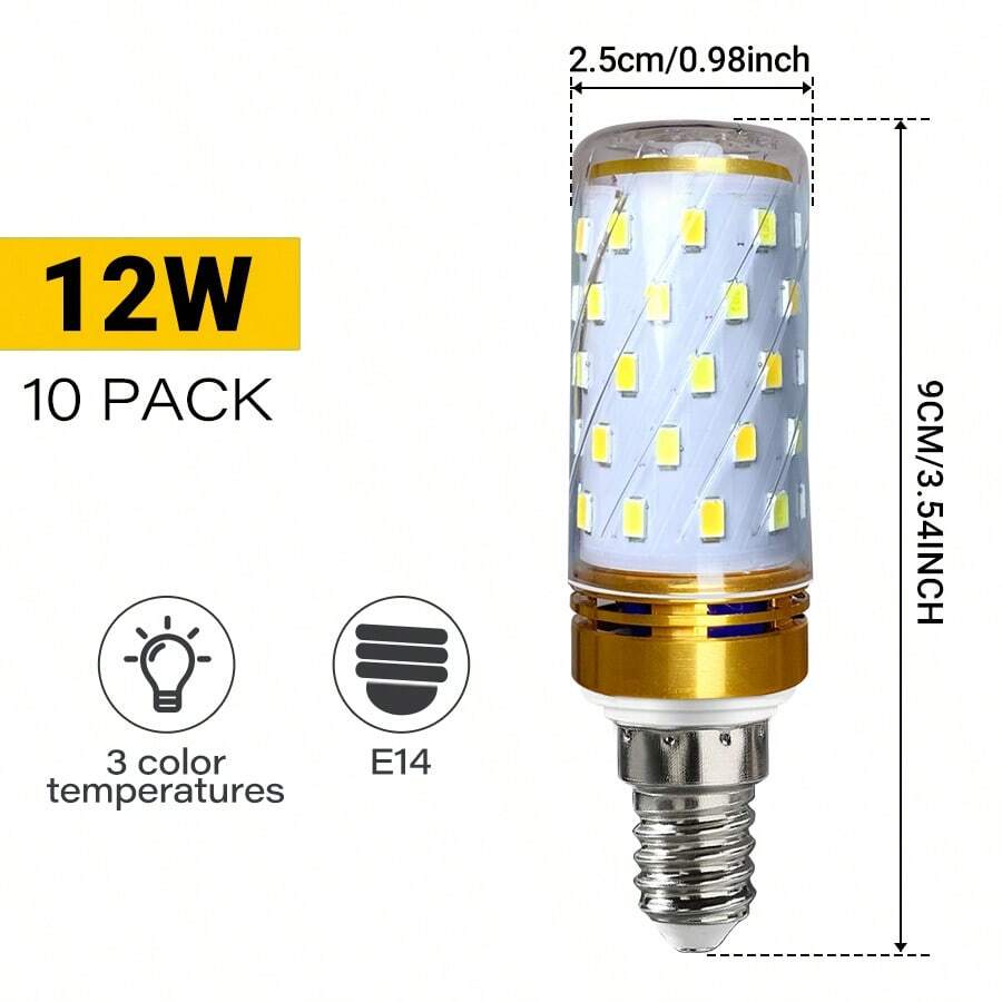 10 PACK LED Corn Light Bulb 60W Equivalent 1100 Lumen 3 Colors Dimming AC85-265V 12W/16W E14/E27 ...
