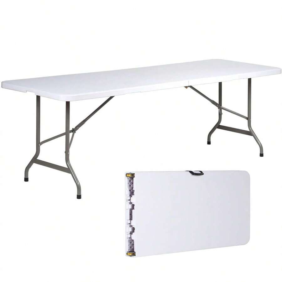 8 Ft Rectangular White Plastic Folding Table | SHEIN EUR