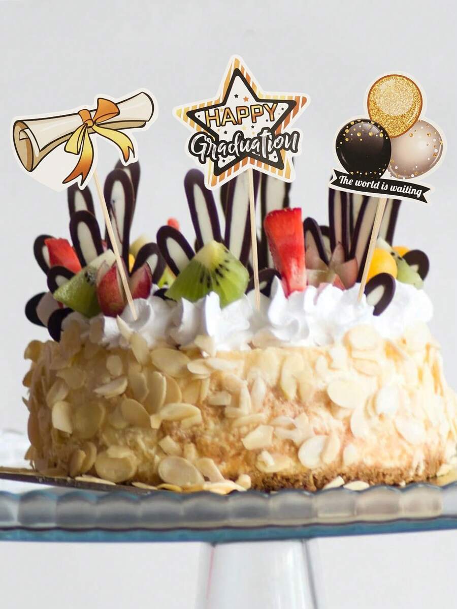 12pcs Graduation Cake Topper, Paper Cake Topper,Graduation Party ...