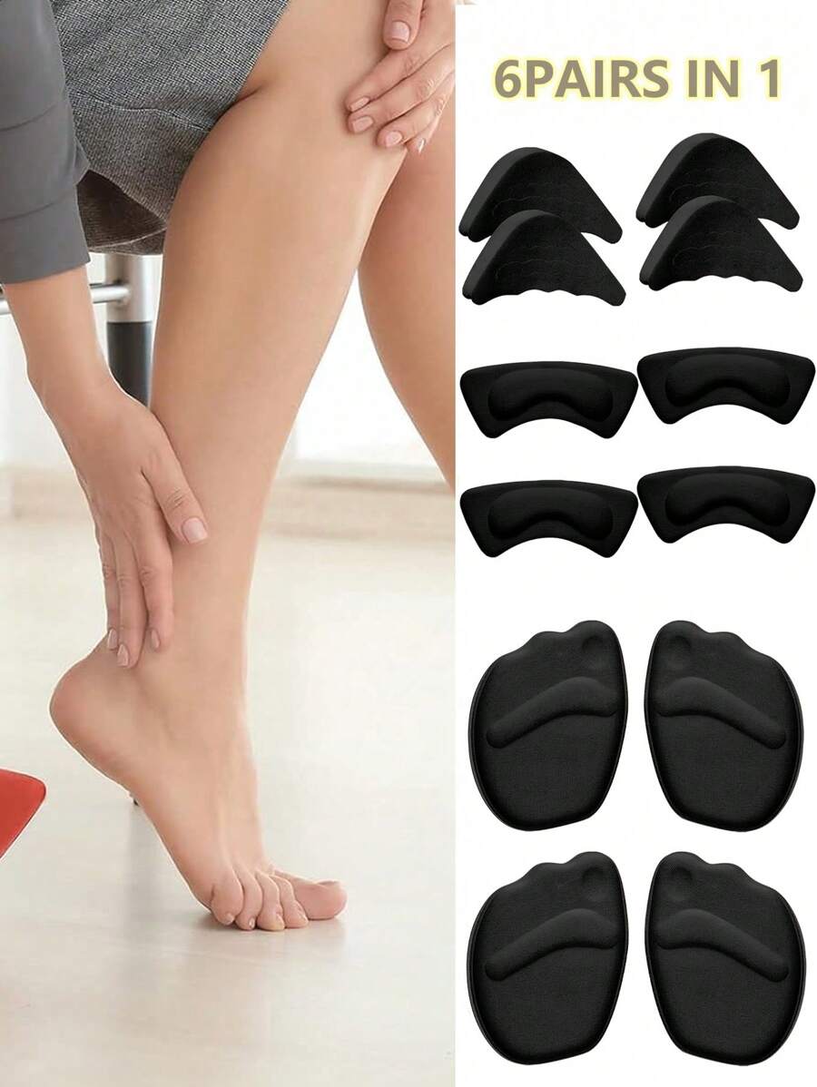 6 Pairs Adjustable Toe Filler, Forefoot Pads, Heel Grips, Stop Shoes ...