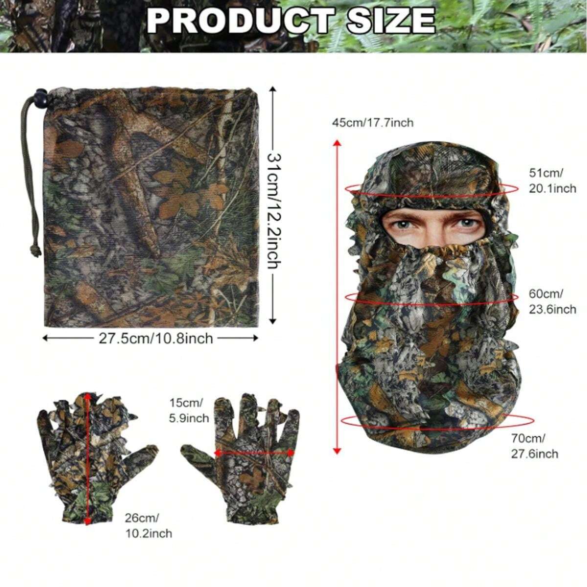 Ghillie Suit, 3D Leafy Camo Suits Lightweight Hunting Camouflage ...