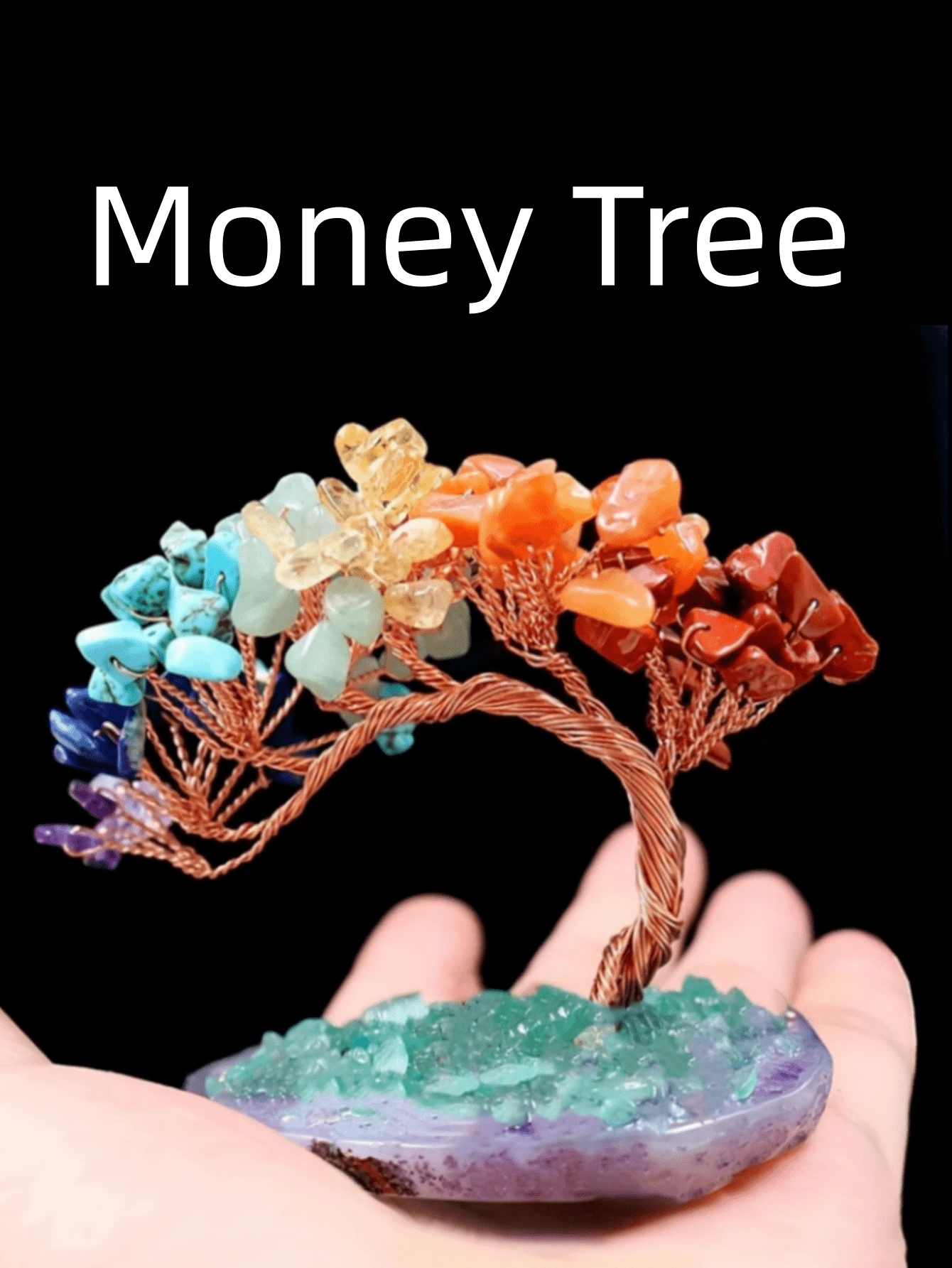 1pc Reiki Crystal Money Tree-7 Chakra Balancing Gemstones-Agate Base ...