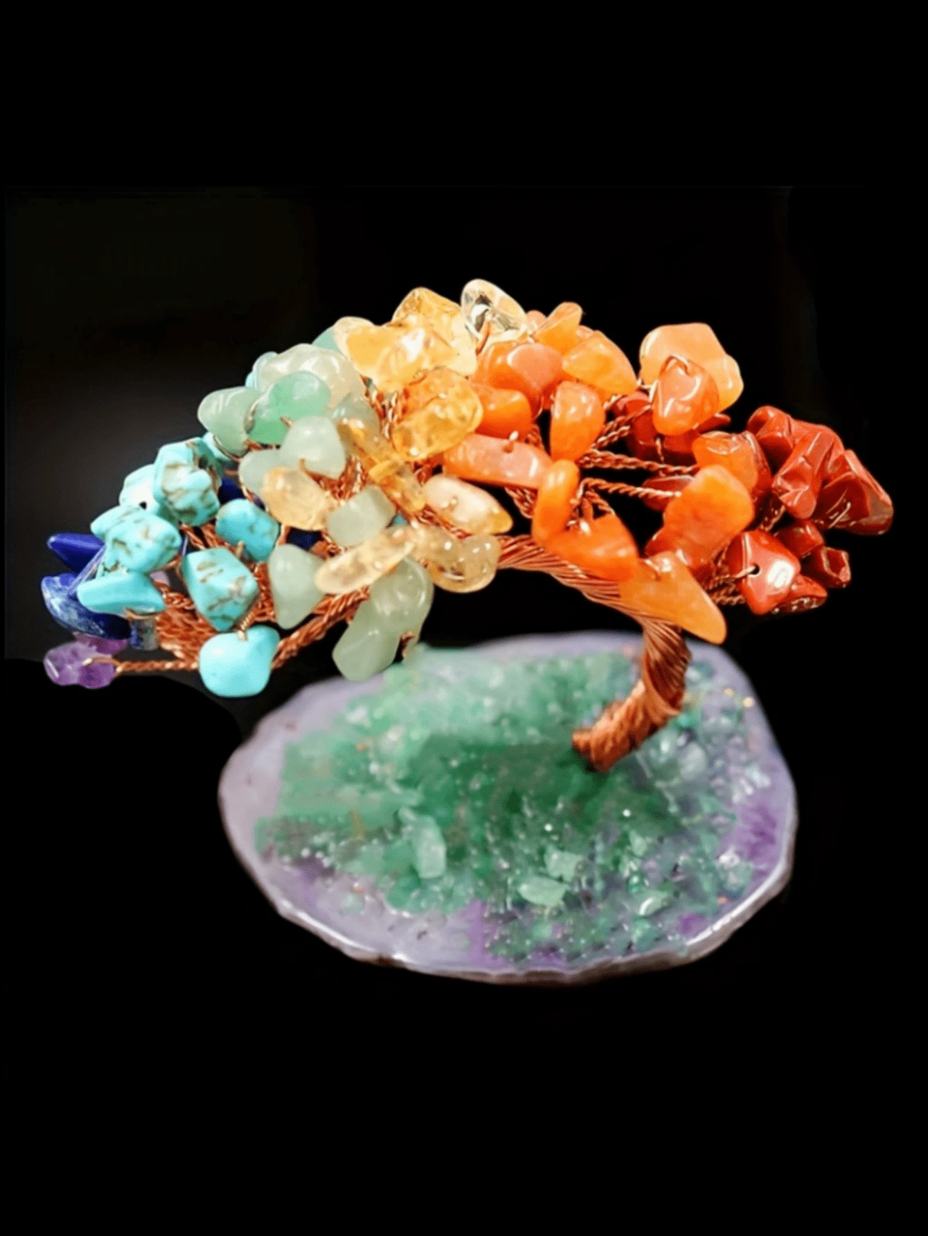 1pc Reiki Crystal Money Tree-7 Chakra Balancing Gemstones-Agate Base ...