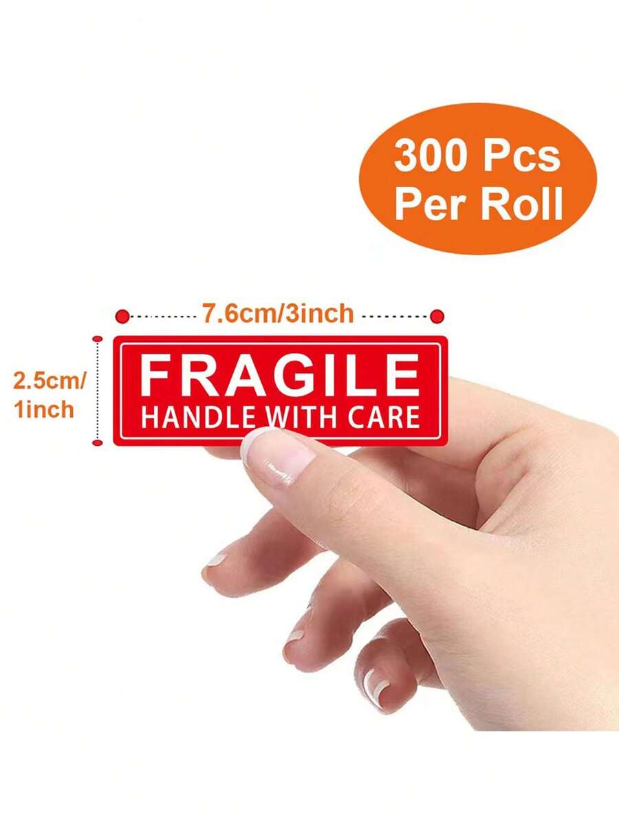 1 Roll Red Fragile Warning Label Sticker Handle With Care For ...