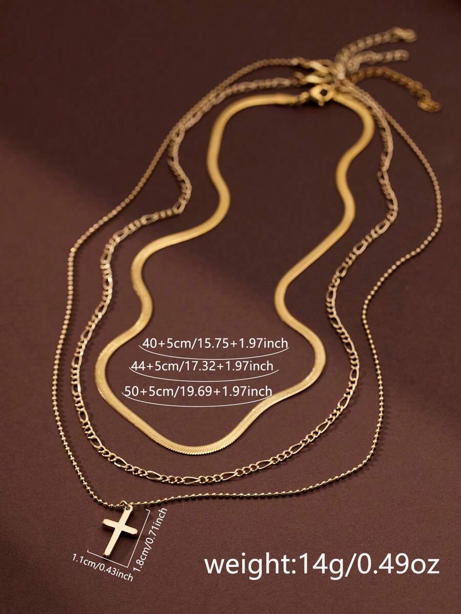 Nooxian 3pcs/Set Gold-Tone Stainless Steel Wide Flat Blade Chain ...