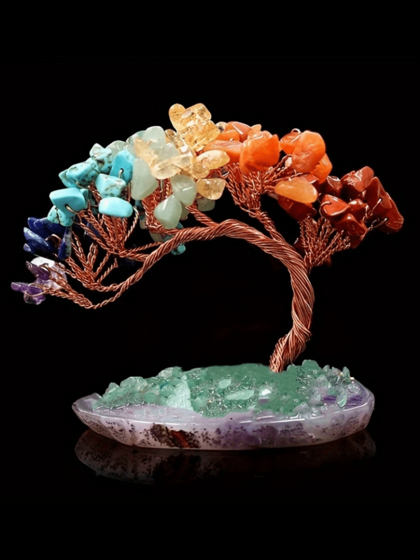 1pc Reiki Crystal Money Tree-7 Chakra Balancing Gemstones-Agate Base ...