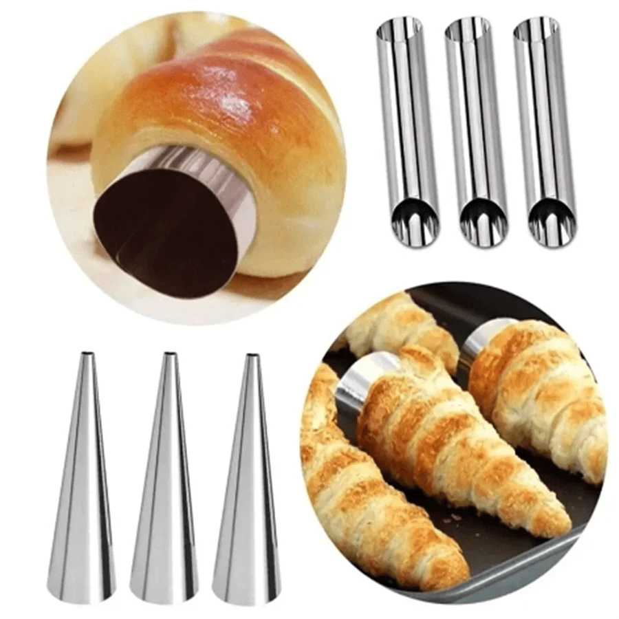 2pcs Stainless Steel Conical And Columnar Shaped Croissant Molds ...