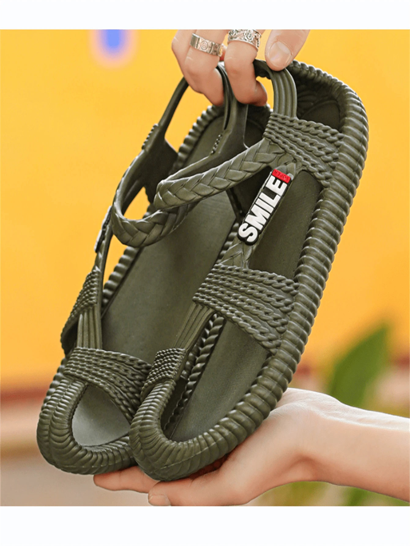 Ciabatte sandali intrecciati in paglia per uomo per attività all'aperto ...