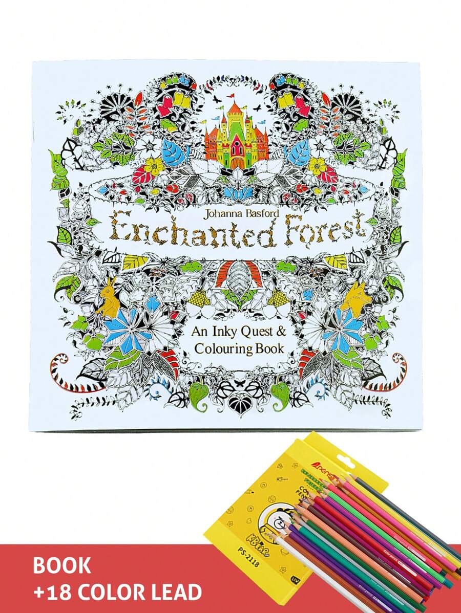 Secret Garden Coloring Book With 18 Colored Pencils. Great For Adults ...