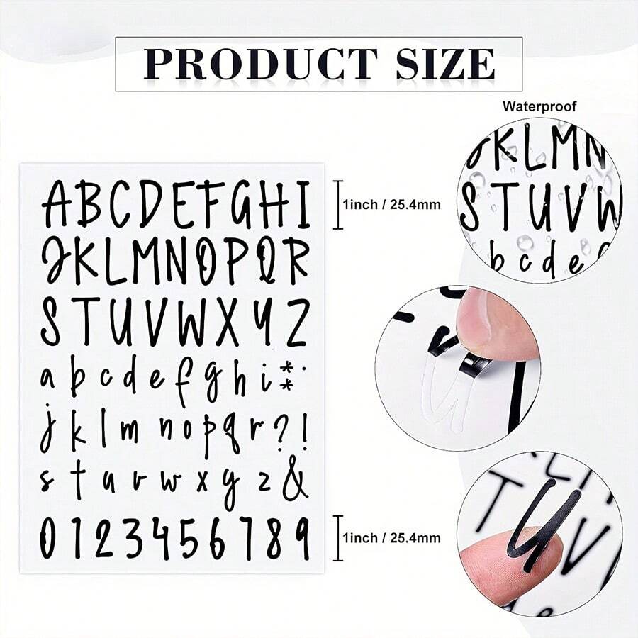 12 Sheets Handwritten Floral Vinyl Decals With 26 Alphabets, Numbers ...