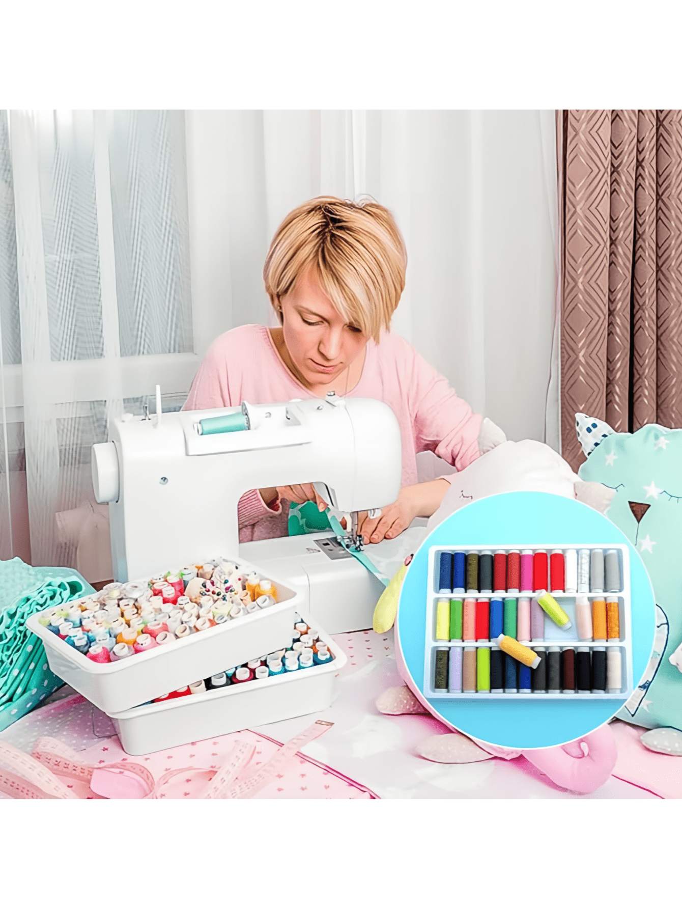 39-Color Sewing Thread Set With Large Needle Thread Box, Sewing Kit ...