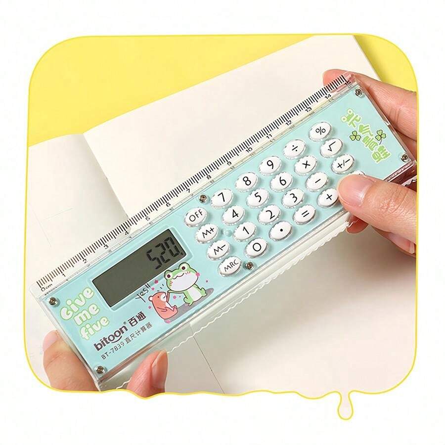 1pc 15cm Ruler Calculator, Cartoon Student Learning Supplies Ruler Wavy ...