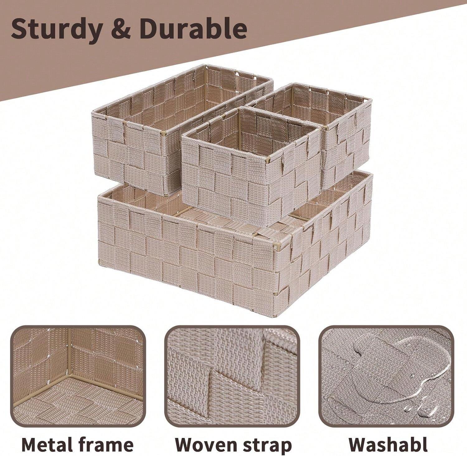 Posprica Woven Storage Basket Small Black Basket Cube Storage Box ...