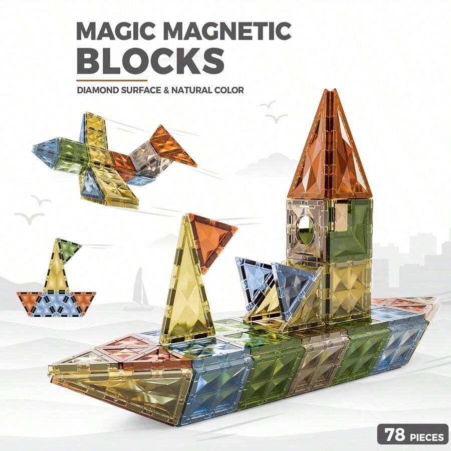 Educational Magnetic Building Blocks Toy Set For Kids, DIY Magnetic ...