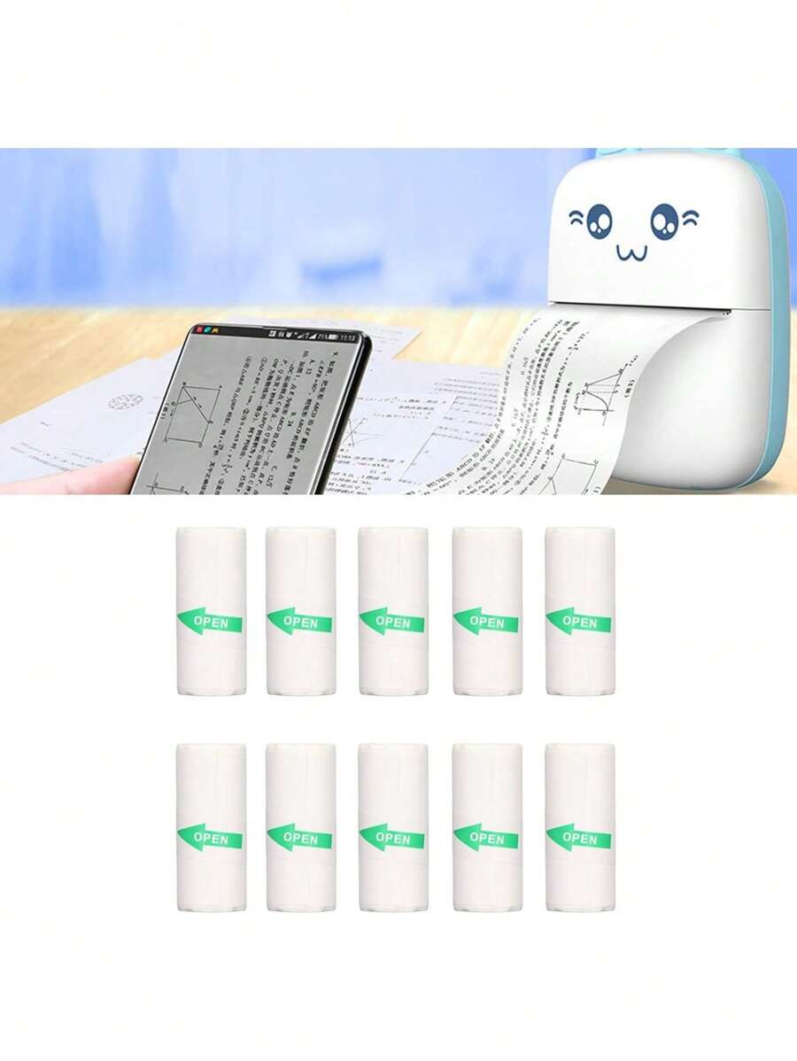 Printable Adhesive Paper, 10 Pieces Mini Printer Paper Rolls, Thermal ...