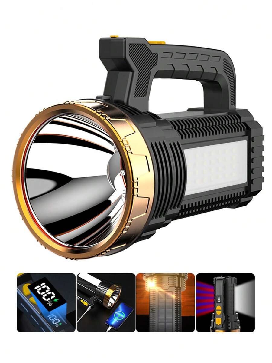 1pc Handheld Solar Powered Led Flashlight With Side Lanterns, Mobile ...