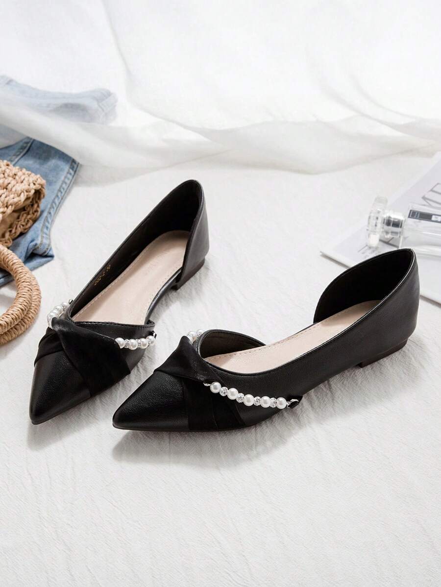 2025 Spring New Versatile Low Vamp Soft Sole Pointed Toe Flat Side Open ...