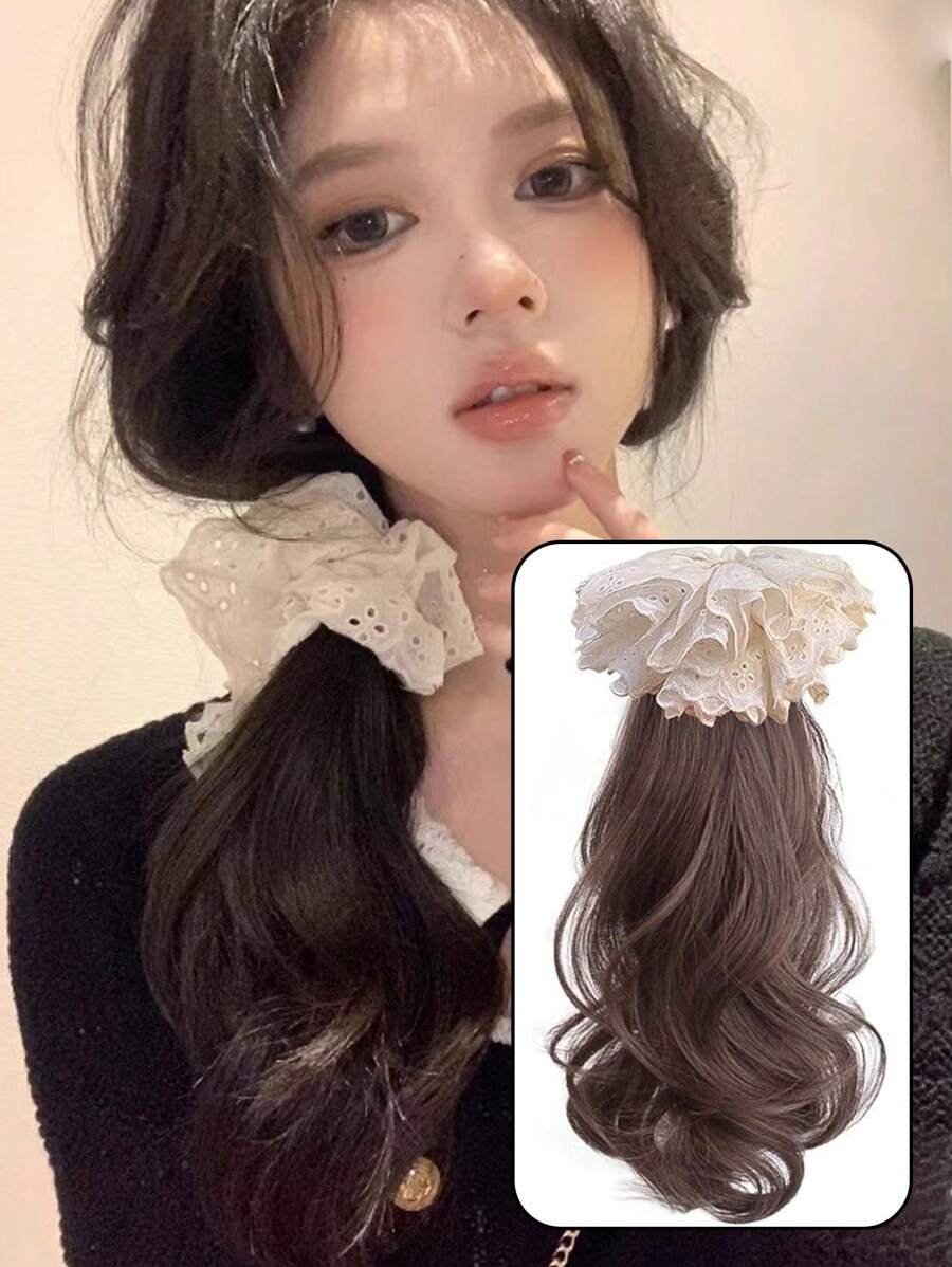 14 Inch Ponytail Wig Is Naturally Fluffy And Low Tied, With A Wavy And ...