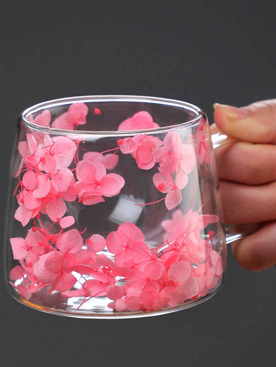 Double Layered Glass Cup With Real Flowers, Popular High Value Gift ...