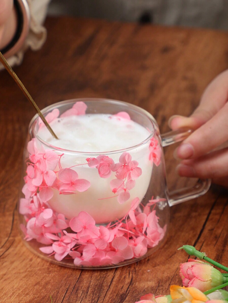 Double Layered Glass Cup With Real Flowers, Popular High Value Gift ...