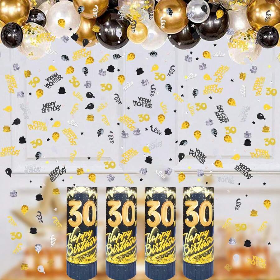 4PCS 30 Birthday Push Pop Confetti Fireworks Tube Confetti Cannons ...