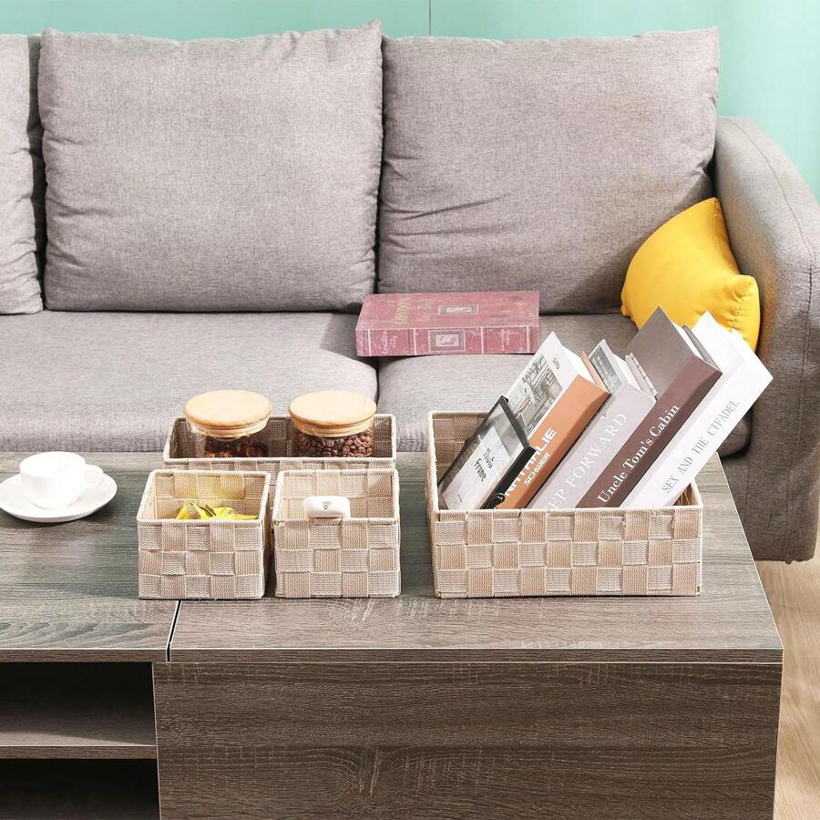 Posprica Woven Storage Basket Small Black Basket Cube Storage Box ...