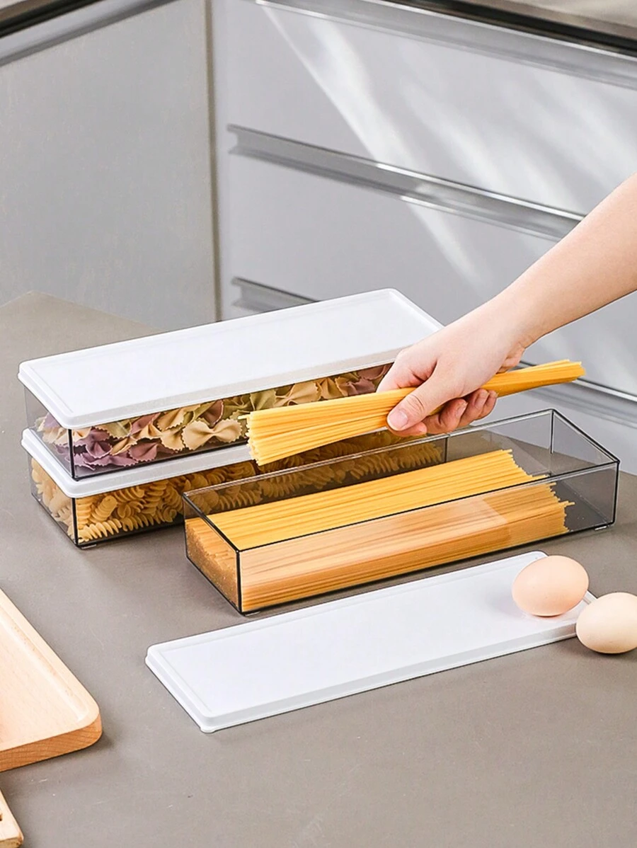 One-Piece Spaghetti Noodle Box With Sealed Lid, Rectangle Shaped Pasta ...