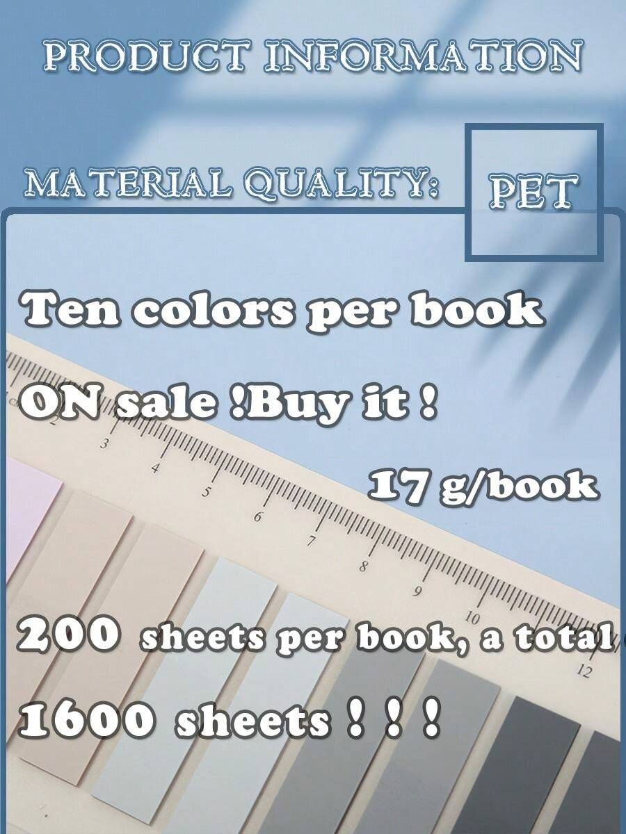 8 Packs Set, Morandi & Lovely Candy Colors, Semi-Transparent Sticky ...