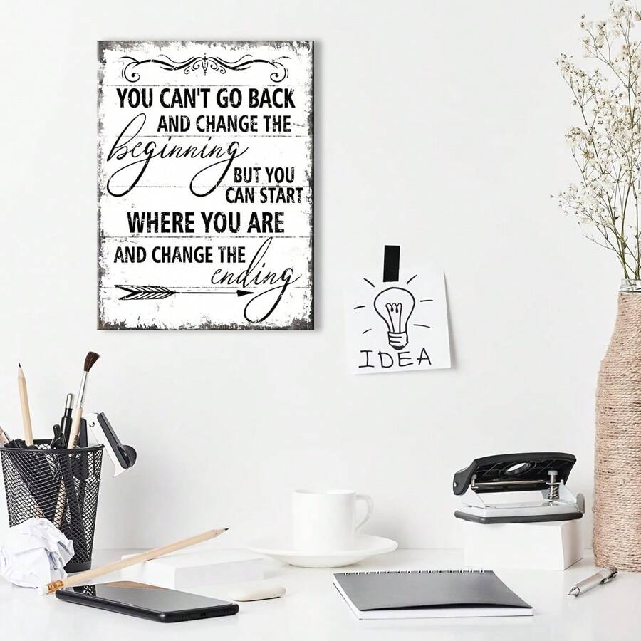 1pc Black And White Inspirational Wall Art Office Decor, Rustic ...
